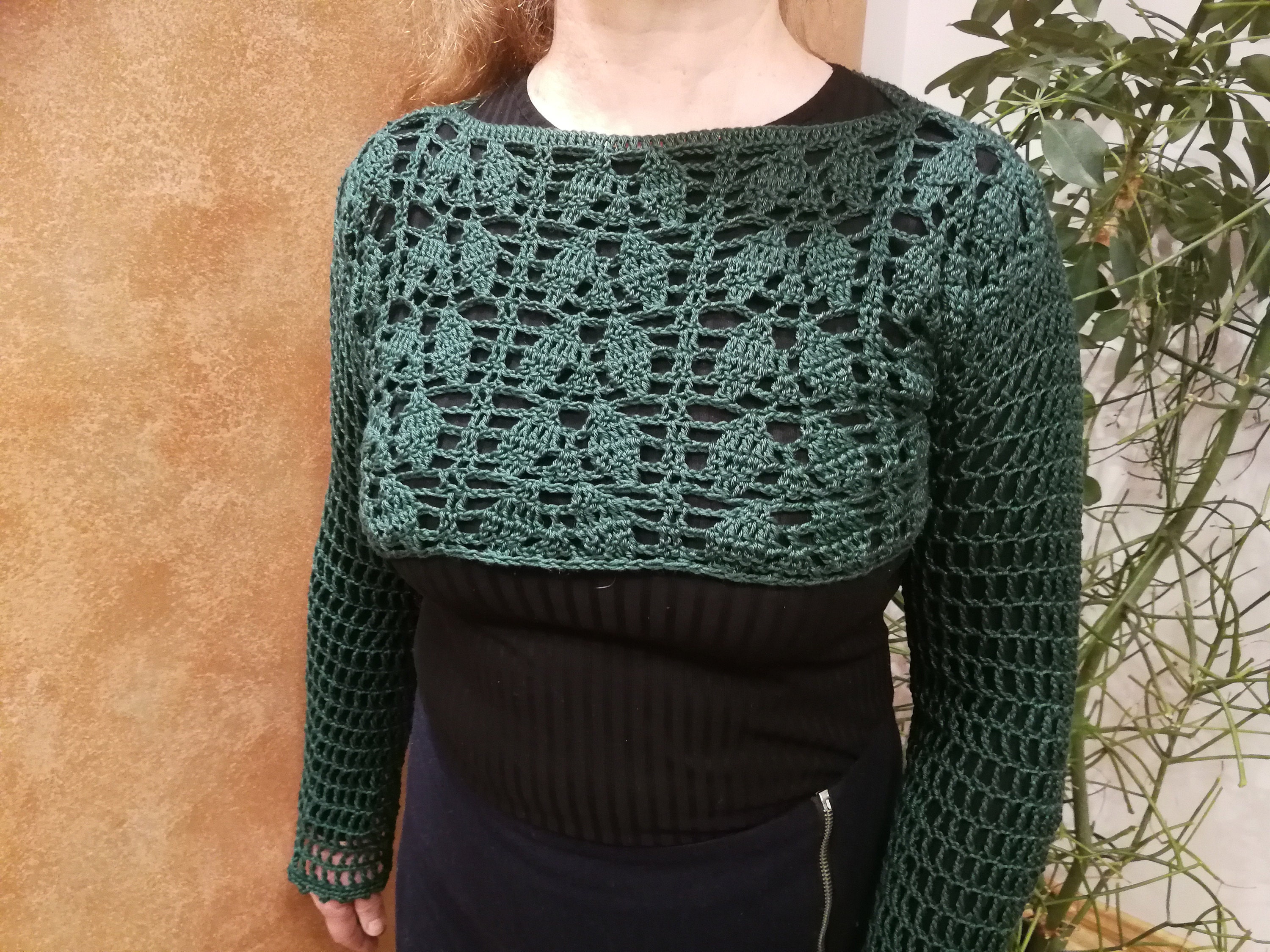 Crochet Bolero Pattern: Floral Mesh Sleeves, Goth Alt Top (PDF Pattern ...