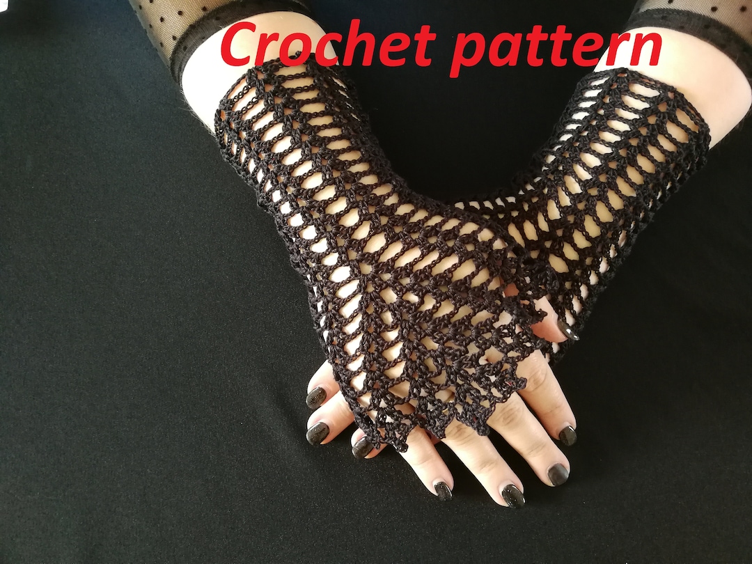 CROCHET PATTERN Goth Crochet Lace Fingerless Gloves, Gothic Long Arm ...