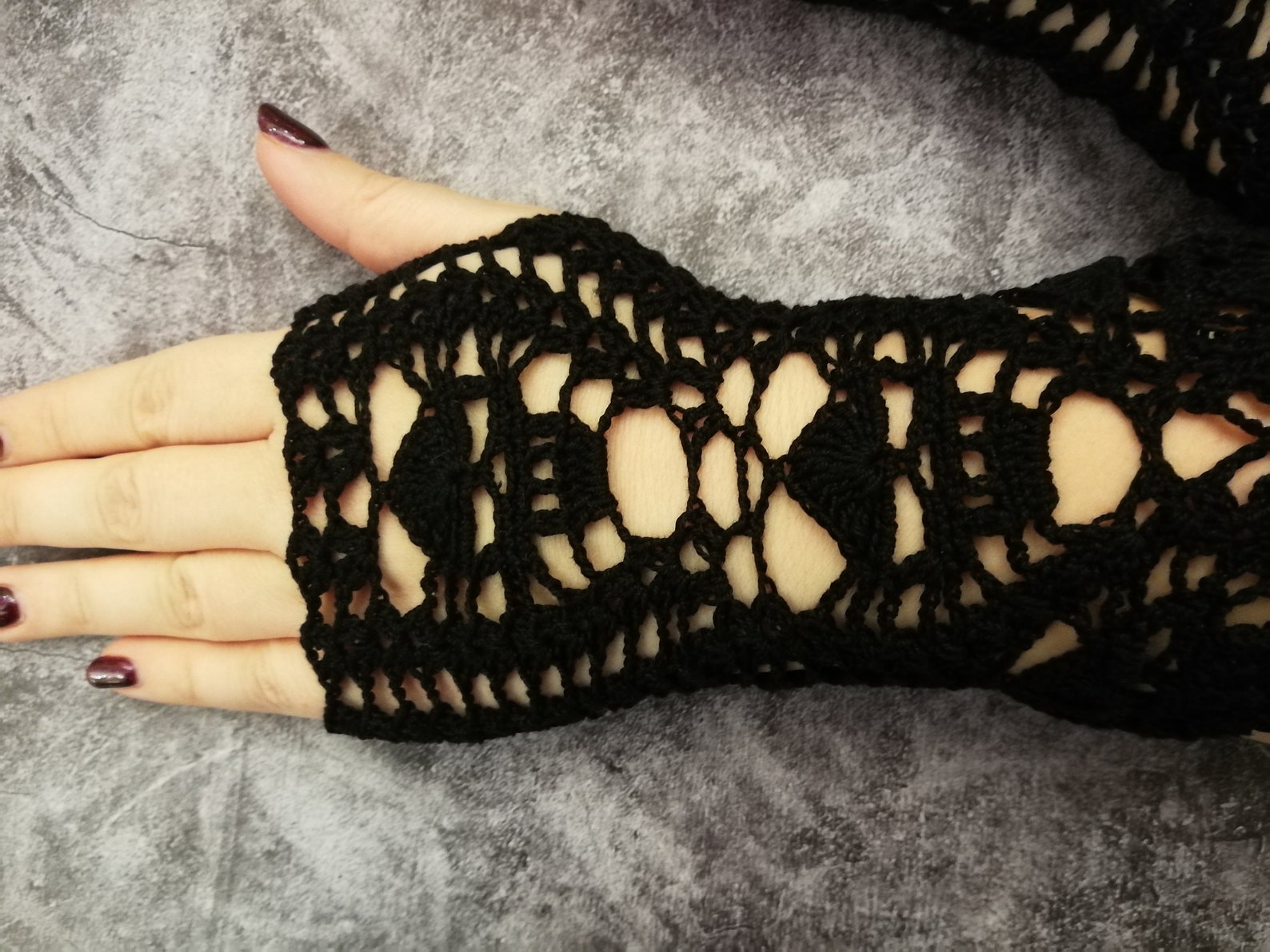 CROCHET PATTERN Gothic Crochet Fingerless Gloves, Skull Long Arm ...