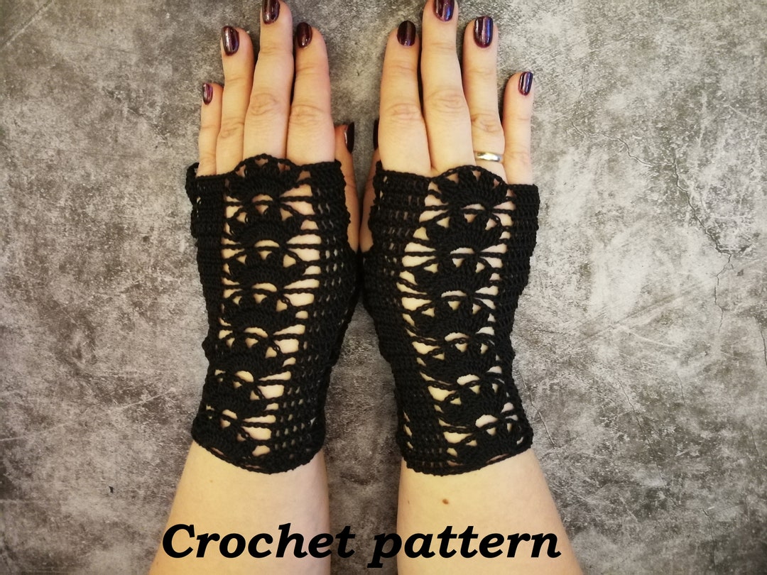 Gothic Lace Fingerless Gloves Crochet Pattern, Victorian Floral Arm ...
