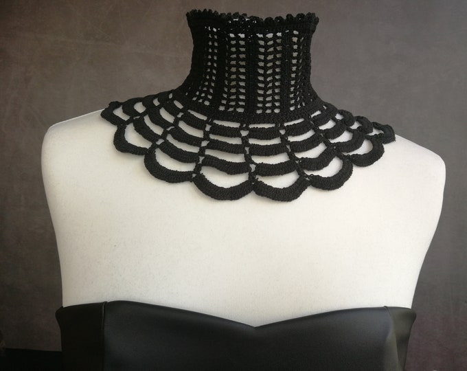 Gothic Vampire Victorian Mourning High Neck Collar Necklace, Black Lace ...