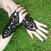 Black Gothic Crochet Lace Short Arm Warmers, Goth Skull Fingerless ...