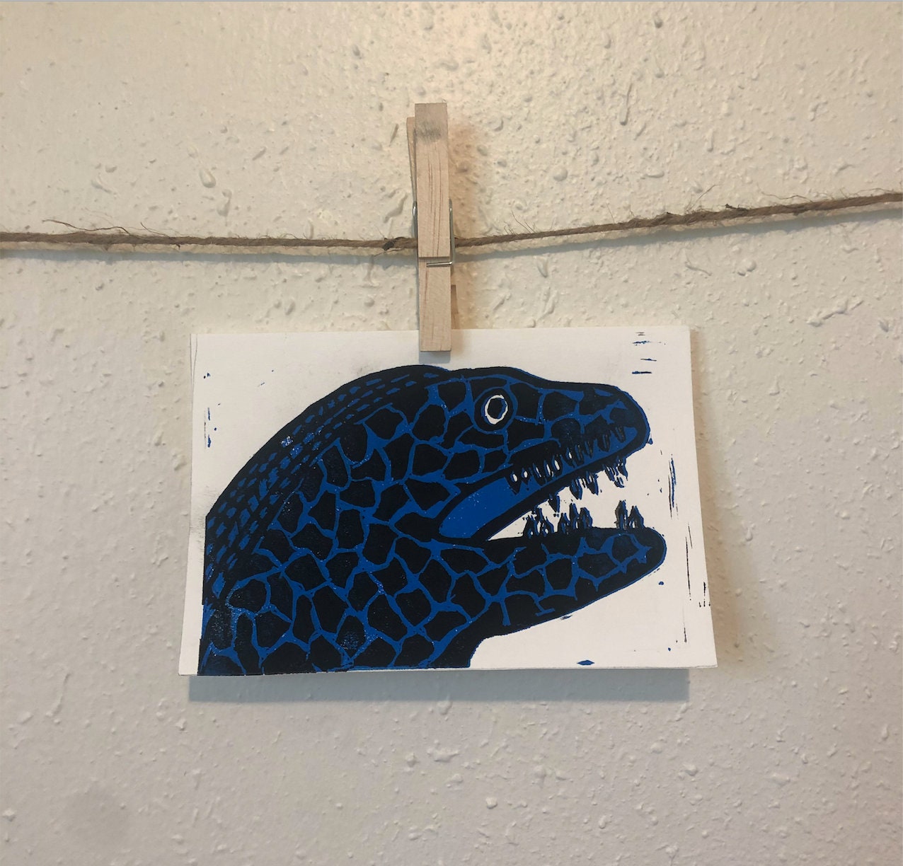 Blue Moray Eel Linocut Original Print - Etsy