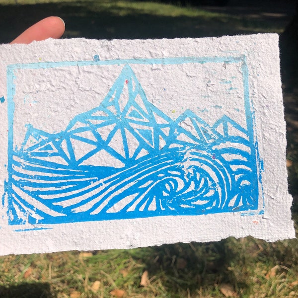 Mountain Linocut - Etsy
