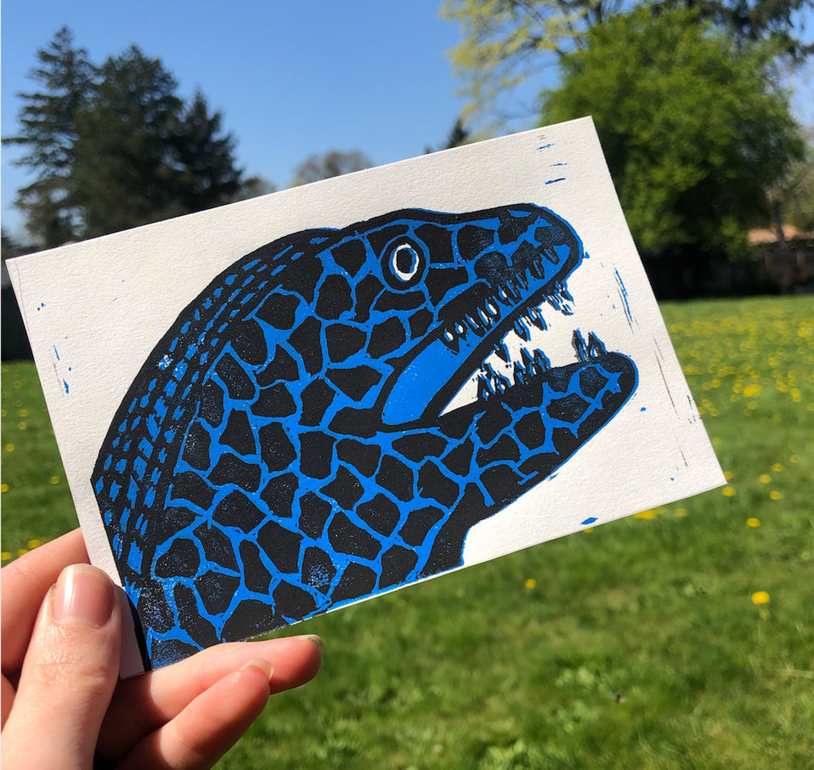 Blue Moray Eel Linocut Original Print - Etsy
