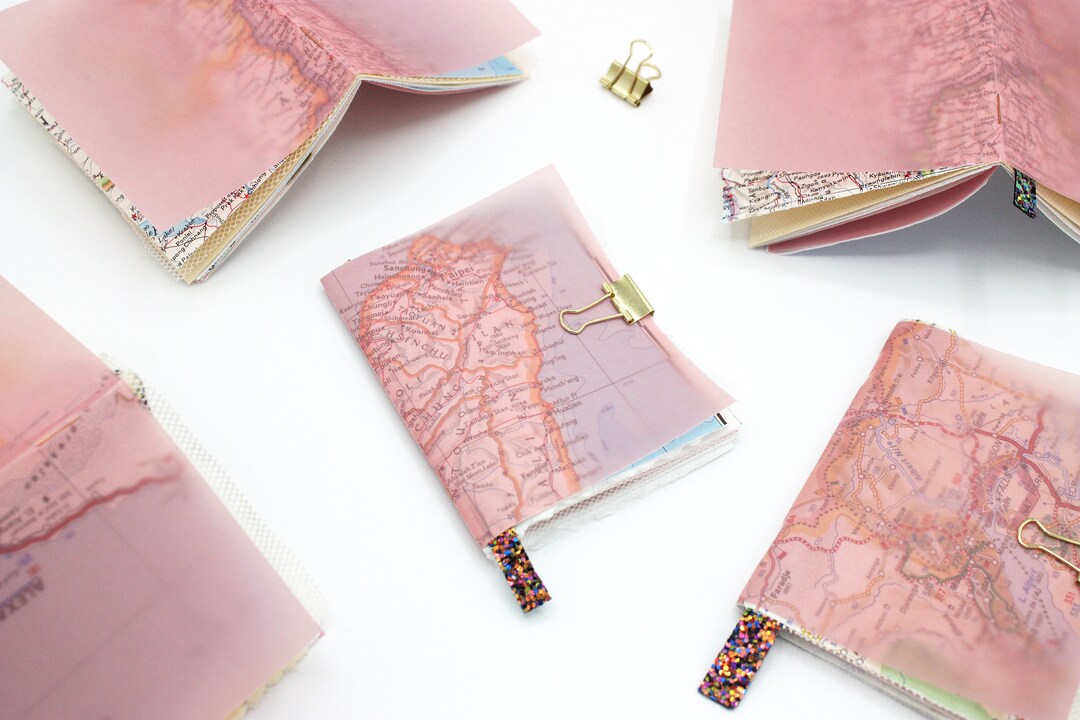 SALE Mini Pink Map Card / Journal / Zine - Etsy