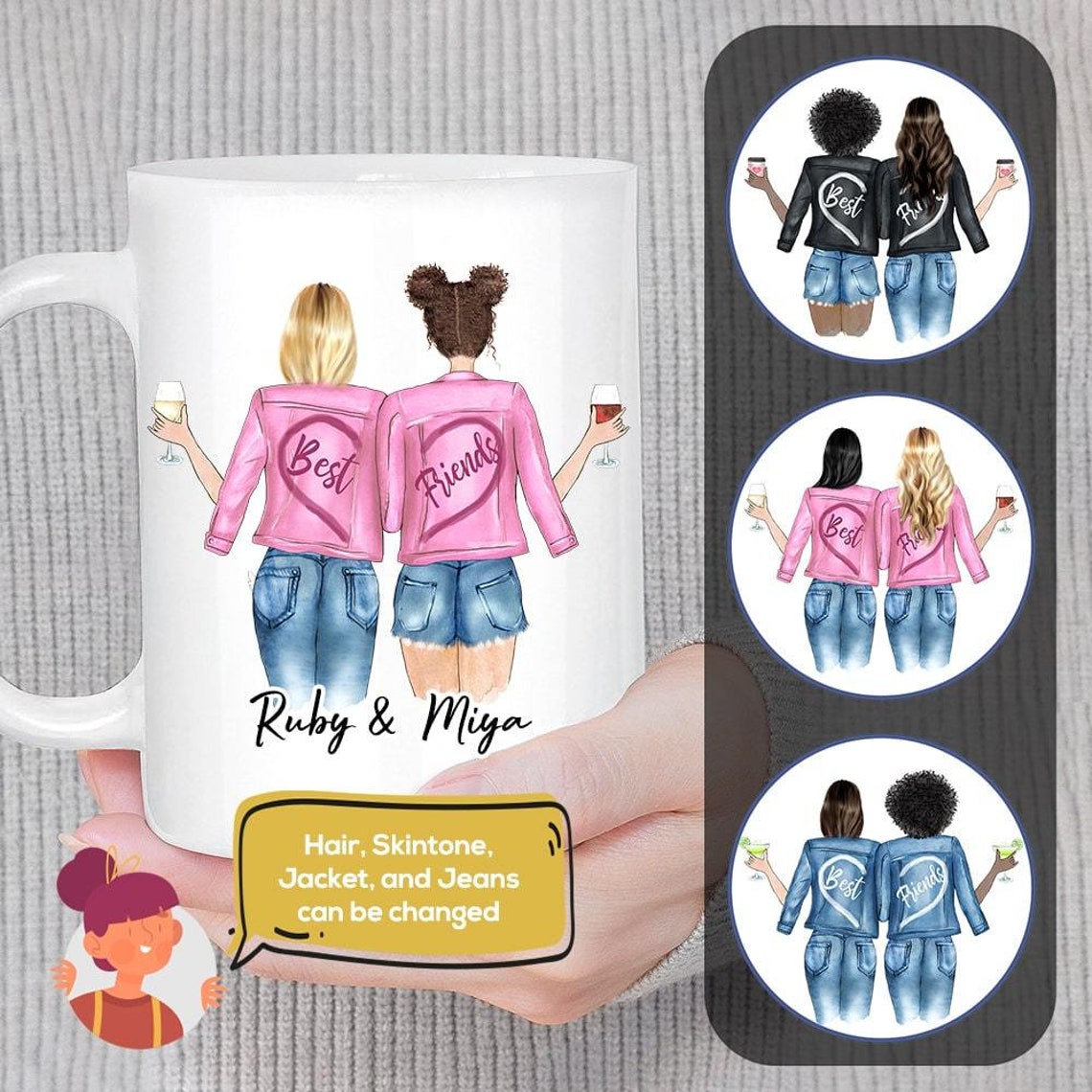 Besties Custom Coffee Mug With Name Best Friend Ts For Etsy