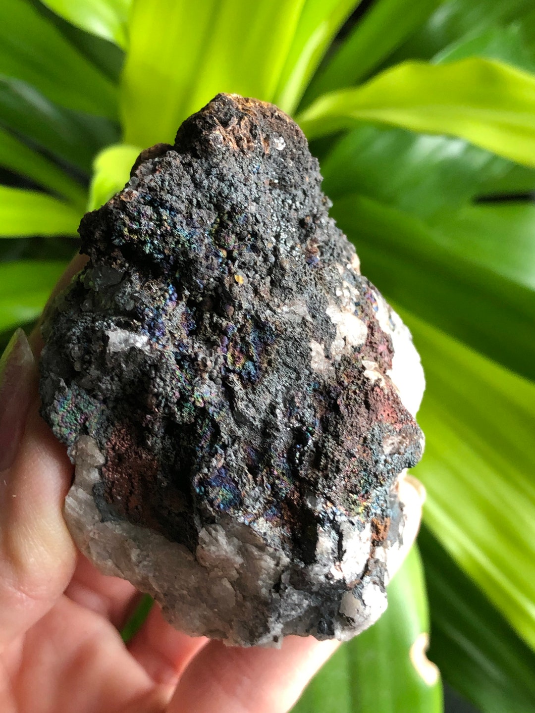 Iridescent Hematite Quartz Chunk, Goethite Turgite Palm Stone - Etsy