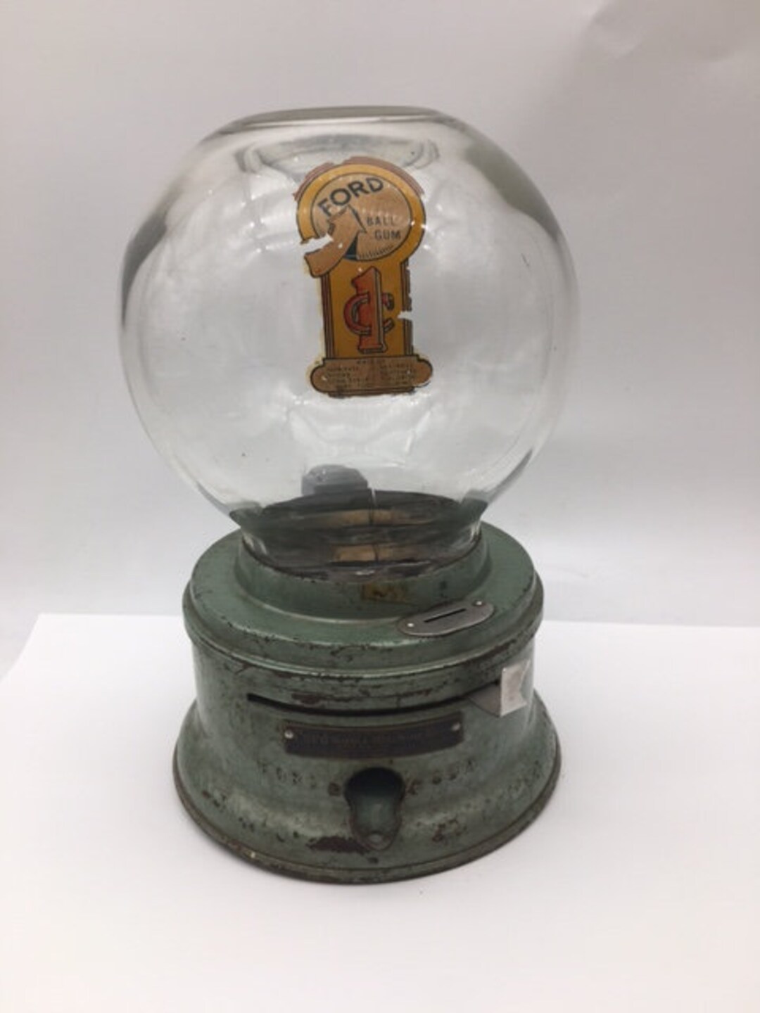 RARE! War Era Antique FORD Gum GUMBALL Machine With Early Penny Decal ...