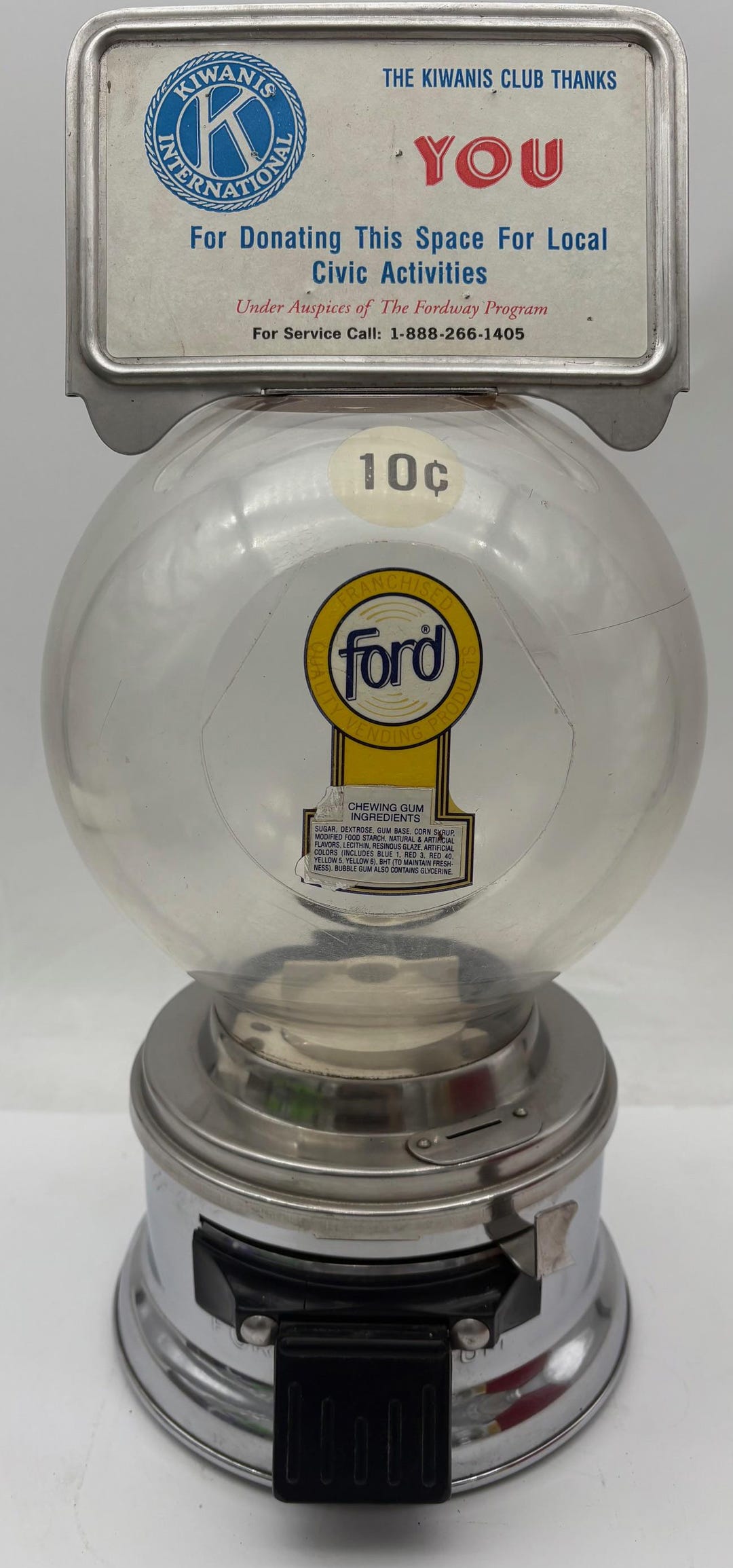 Vintage FORD Gumball Machine CONVERSION With PLASTIC Globe and Ad Frame ...