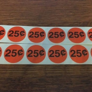 12 NEW 25 Cent Vending Price Sticker for Gumball Candy Toy Bulk Vending ...