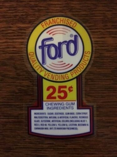 1 Original Ford 25 Cent .25 PRICE DECAL STICKER Gumball Vending Machine ...