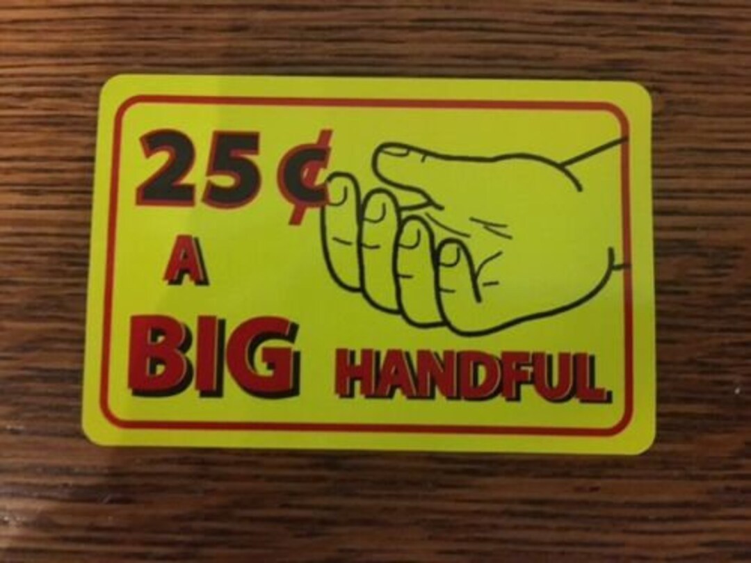 4 Original BIG HANDFUL 25 Cent Sticker Vending Label Bulk Vending Oak ...