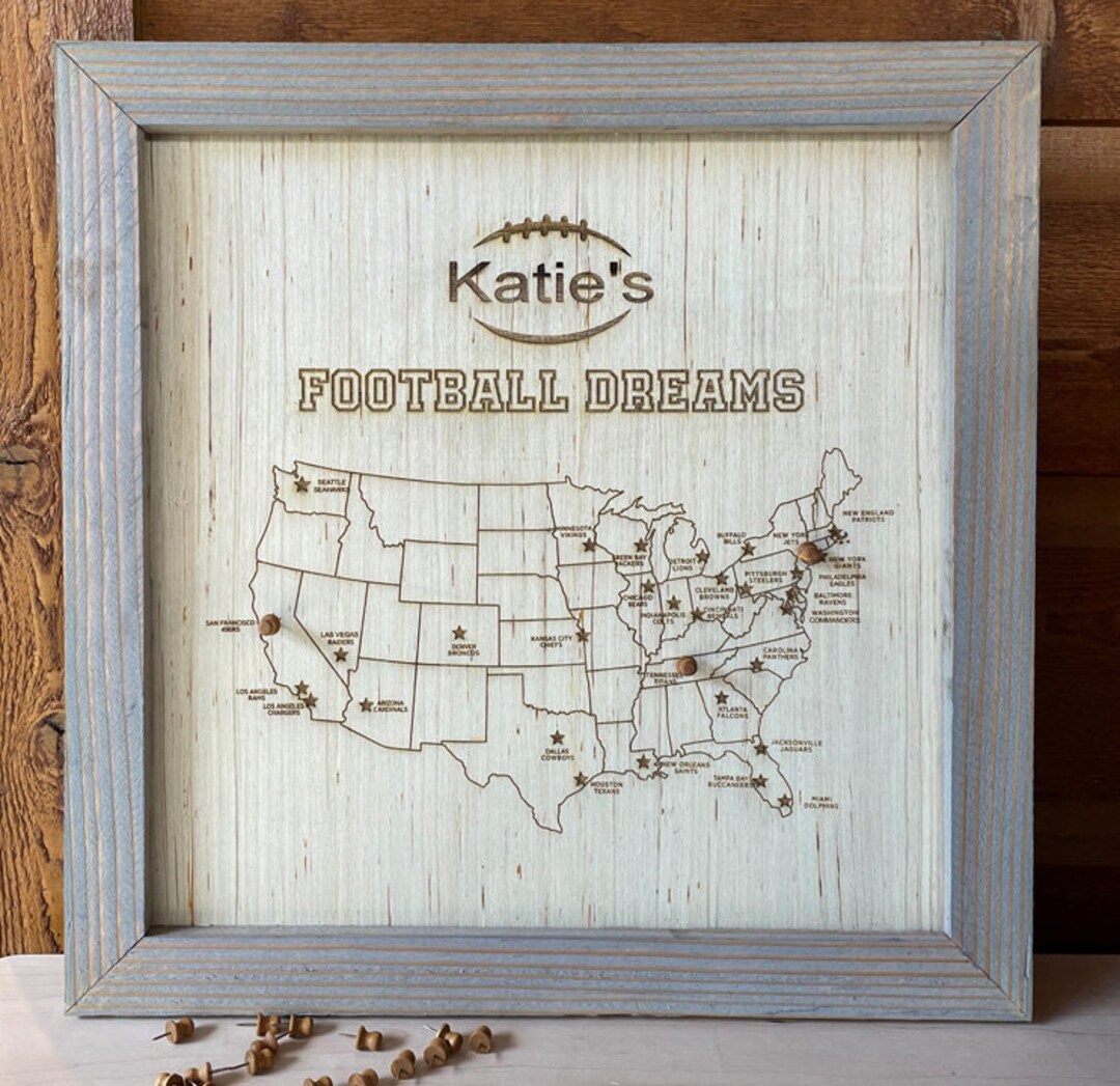 Personalized NFL Football Wood US Travel Map - Football Fans, Stadium ...