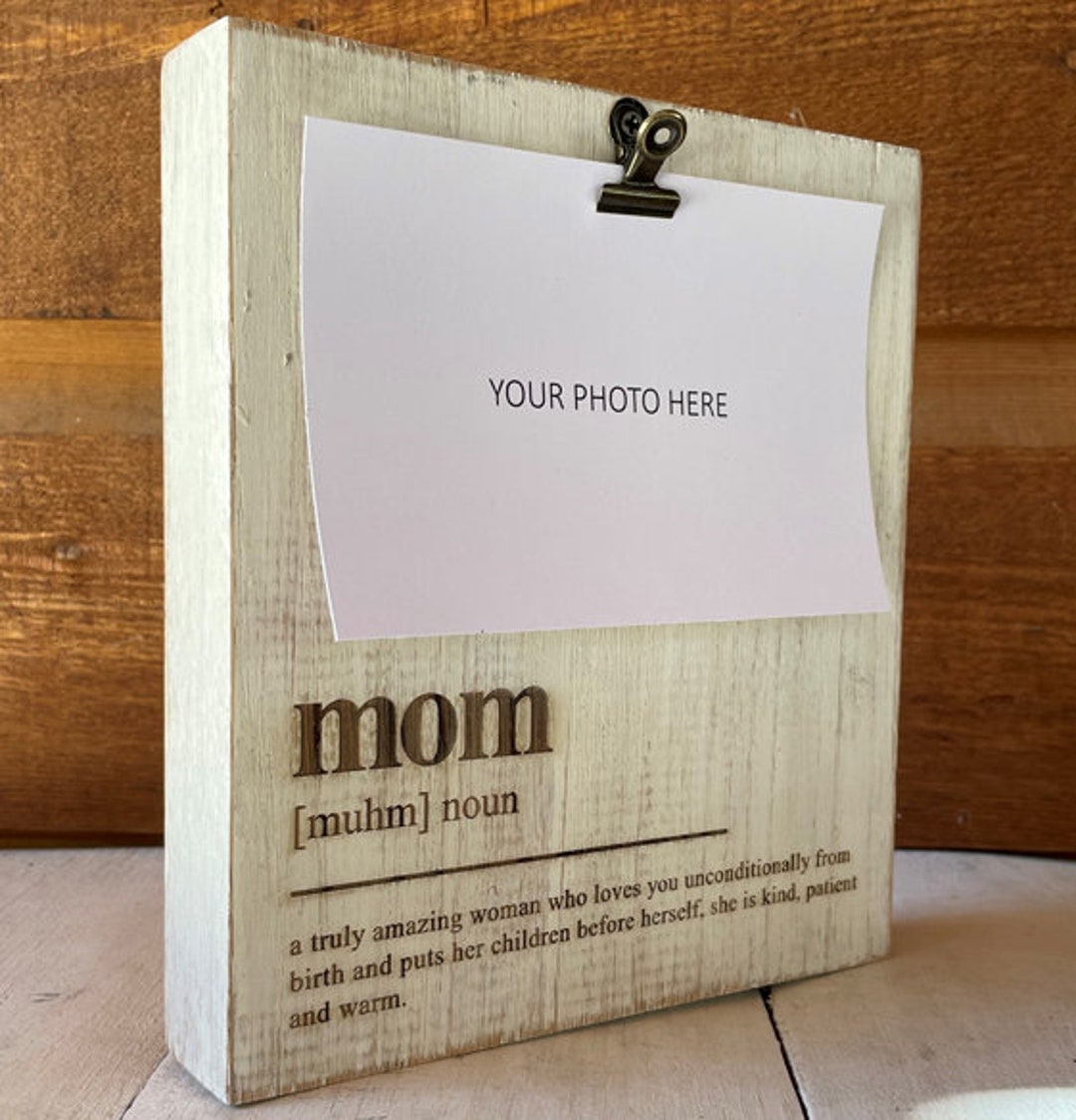 White Distressed mom Wood Photo Block Frames Engraved With Dictionary ...