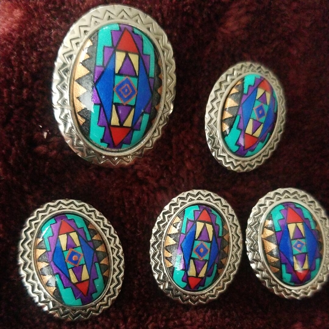 Hand Painted Southwestern Button Covers - Etsy