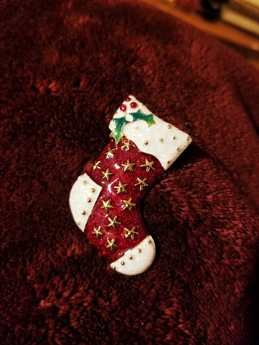 Glittery Stocking Brooch - Etsy