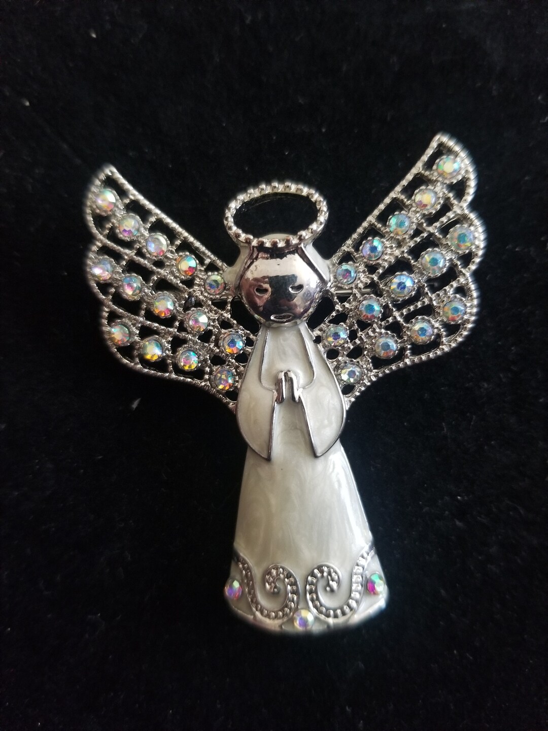 Monet Enameled Angel Brooch - Etsy