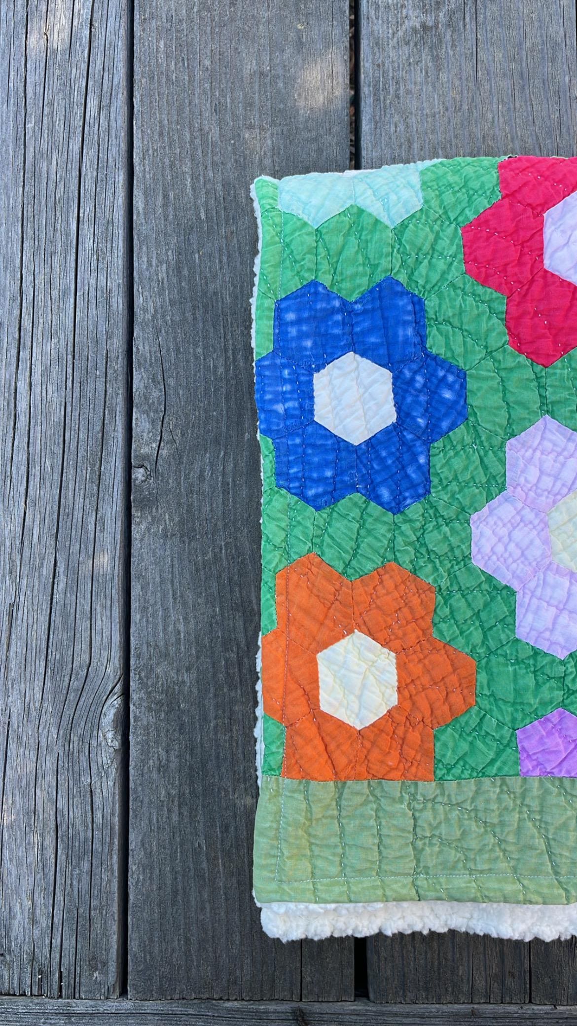 Vintage Grandmothers Garden Quilt Scarf – Handmade Faux Shearling ...