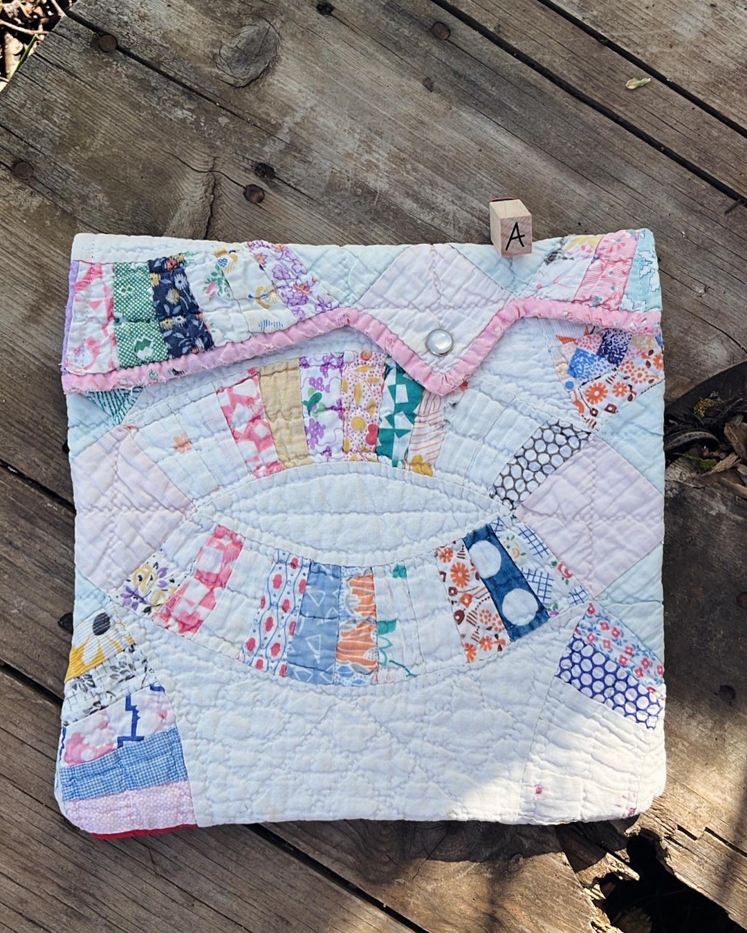 Vintage Quilt Pouch - Clutch Purse - Book Cover - Book Protector - Book ...