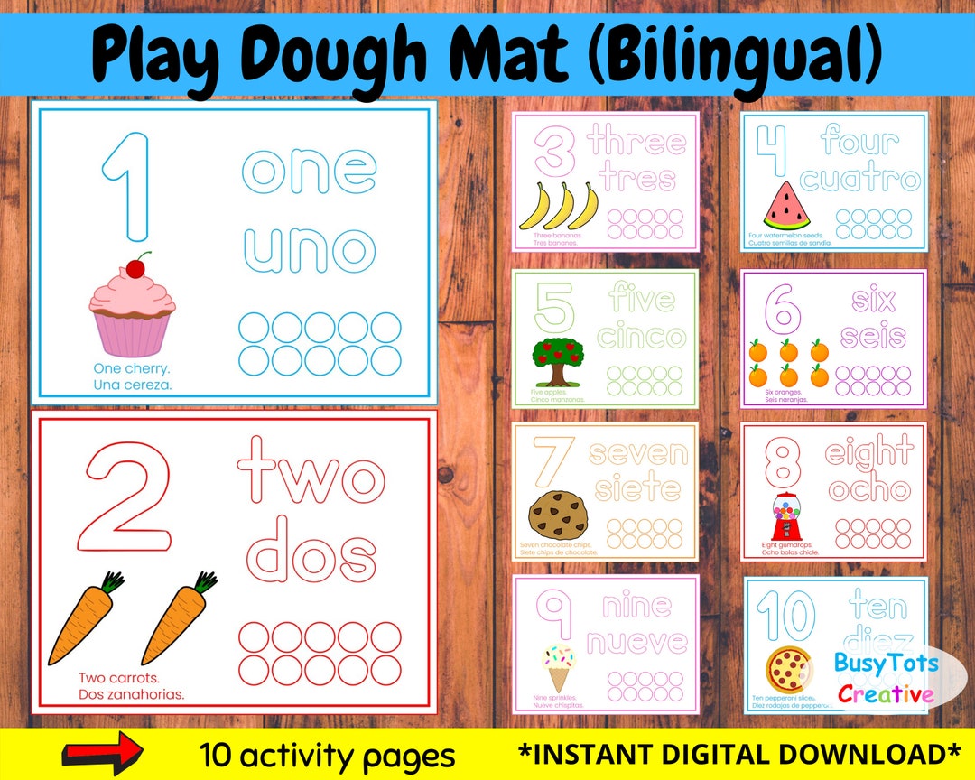 Numbers and Counting 1-10 Play Dough Printable Mat, Toddler Preschool ...