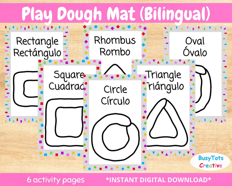 Play Dough Shapes Mat Printable, Pre-k Bilingual Activity Sheets - Etsy