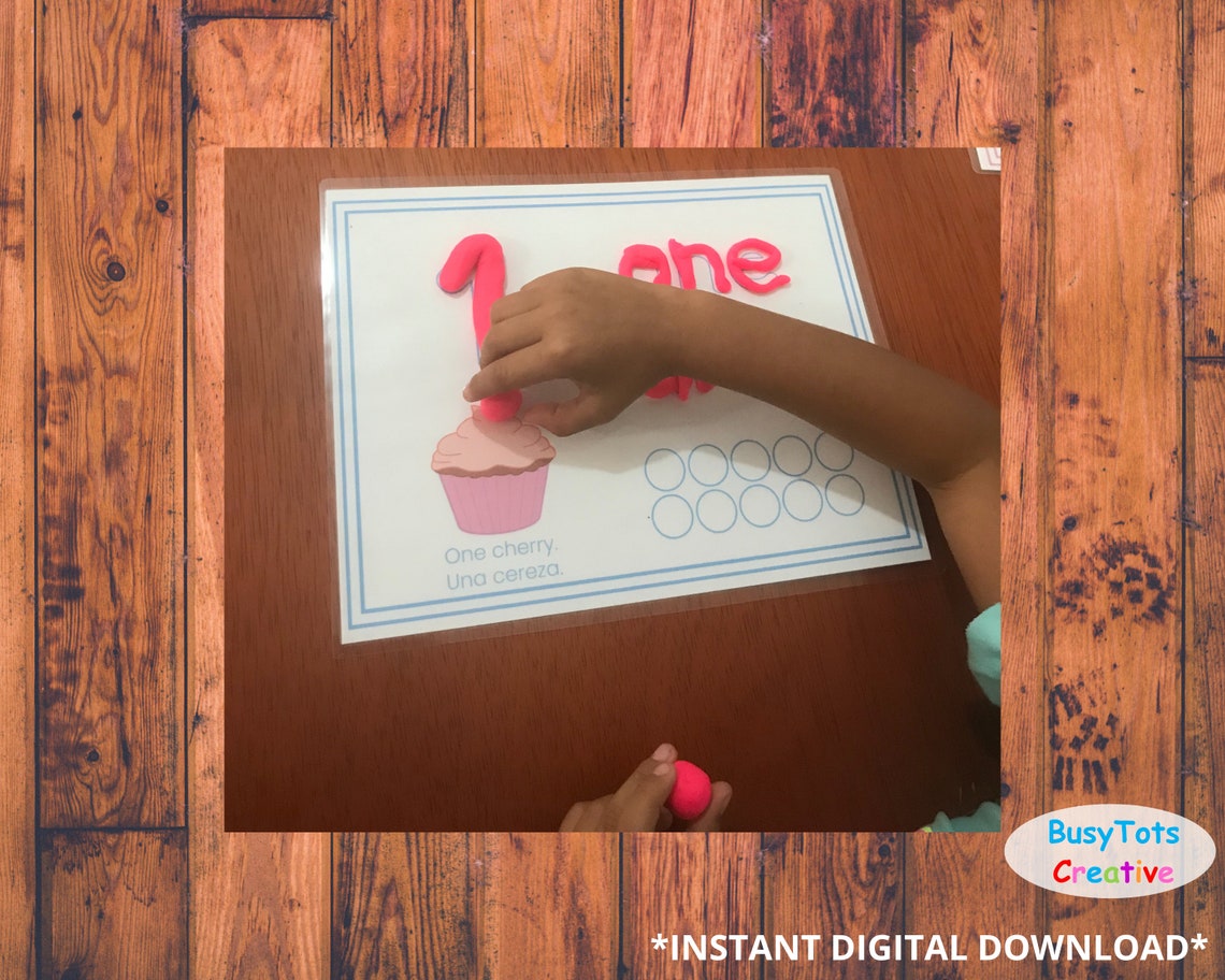 Numbers and Counting 1-10 Play Dough Printable Mat, Toddler Preschool ...