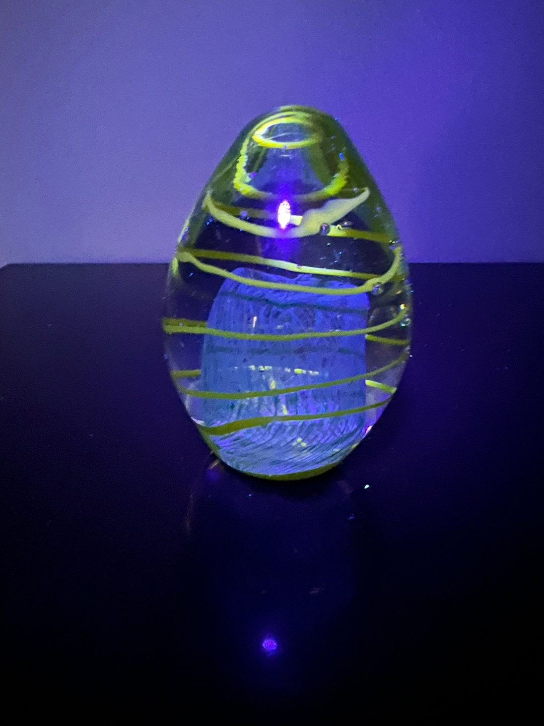 Vintage Uv Reactive Glass Art Paperweight - Etsy
