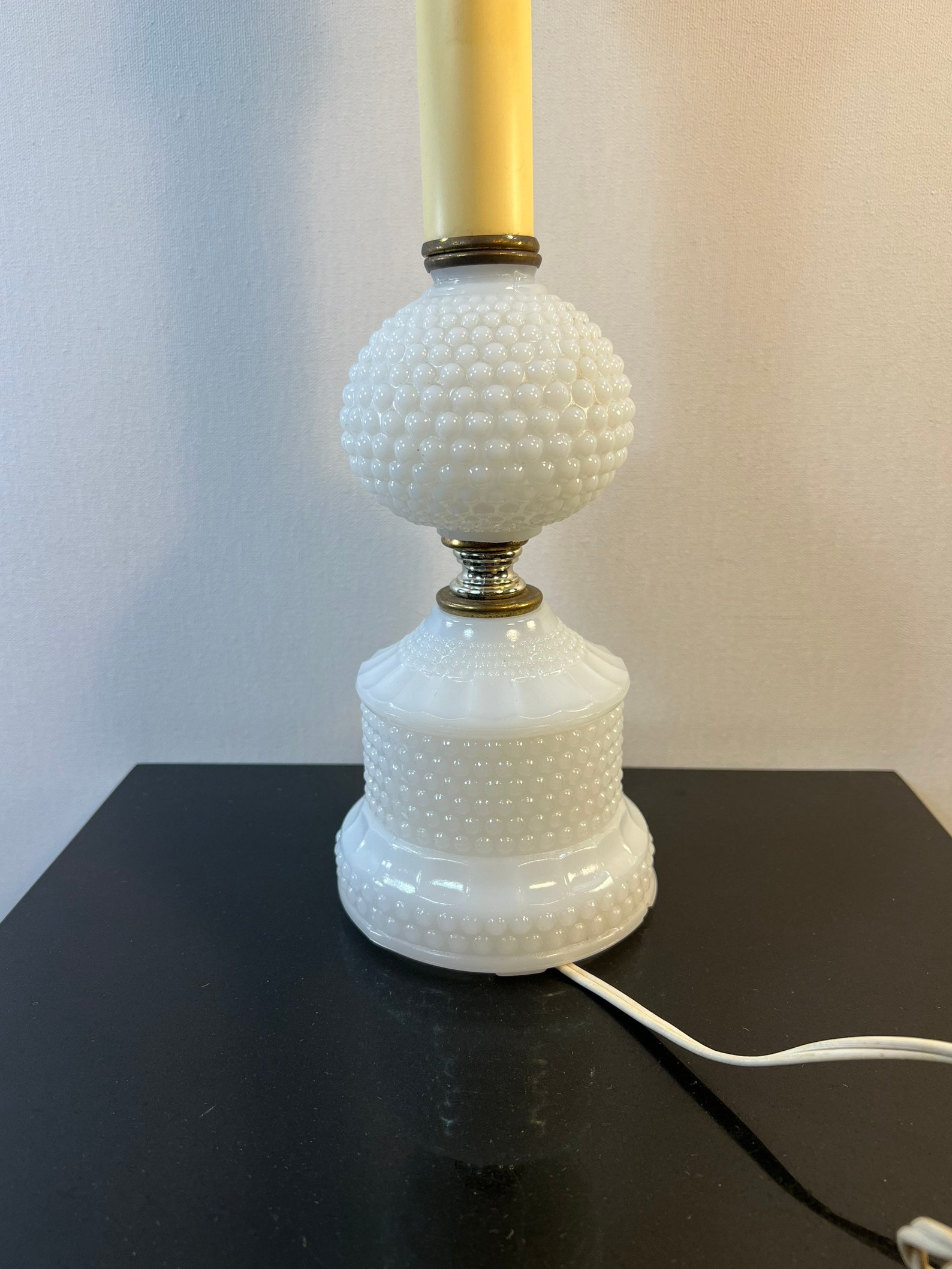 Vintage Milk Glass Hobnail Lamp As Is Etsy