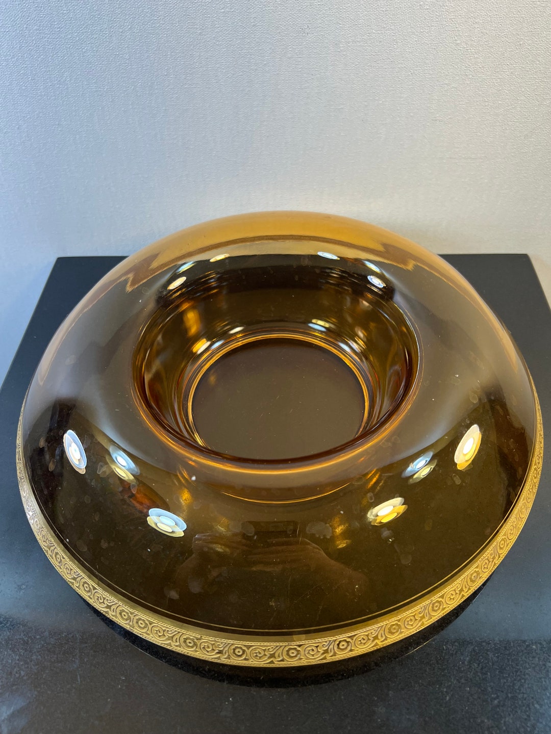 Vintage Amber Console Bowl - Etsy