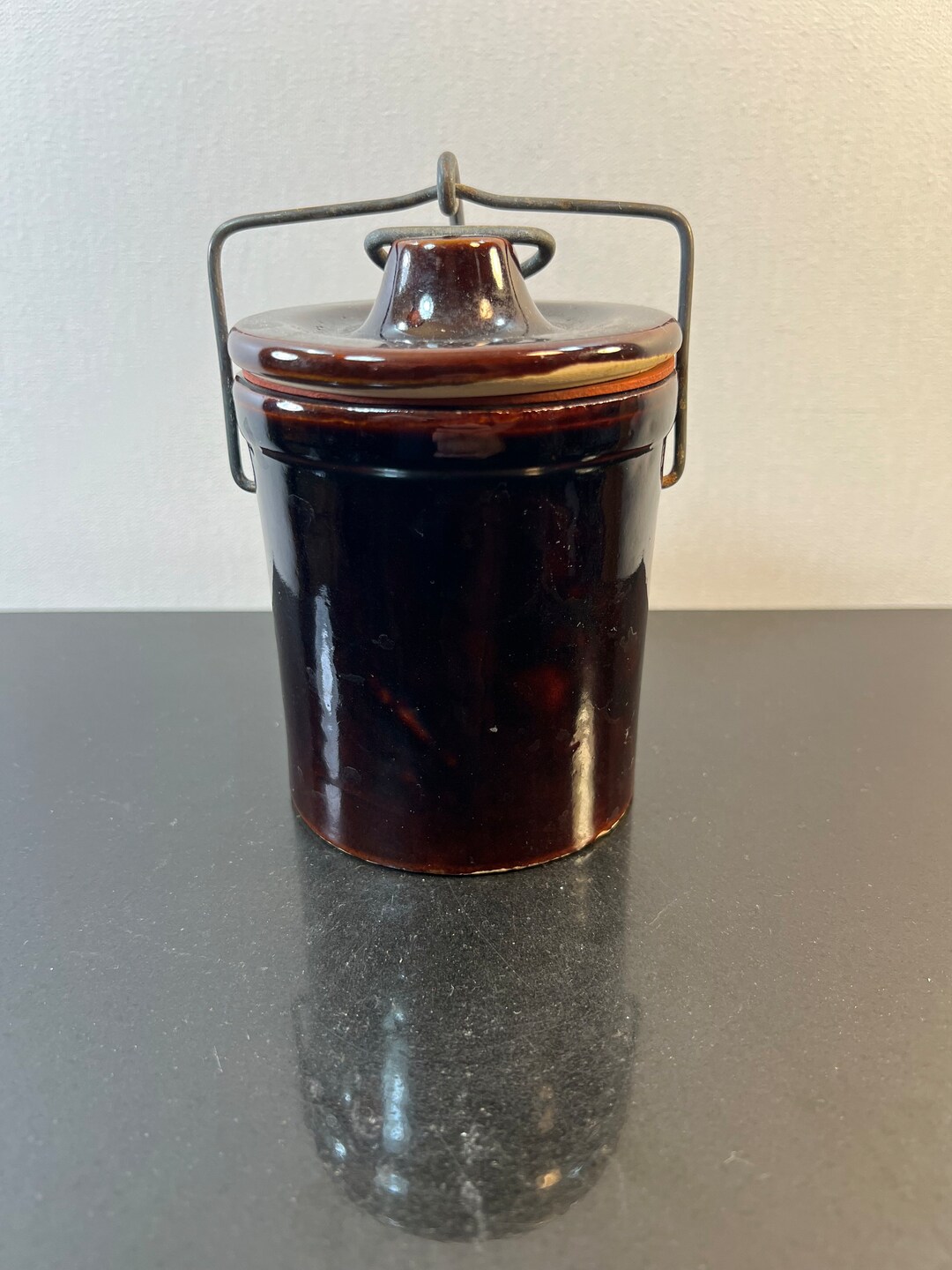 Vintage Brown Cheese Crock Jar - Etsy
