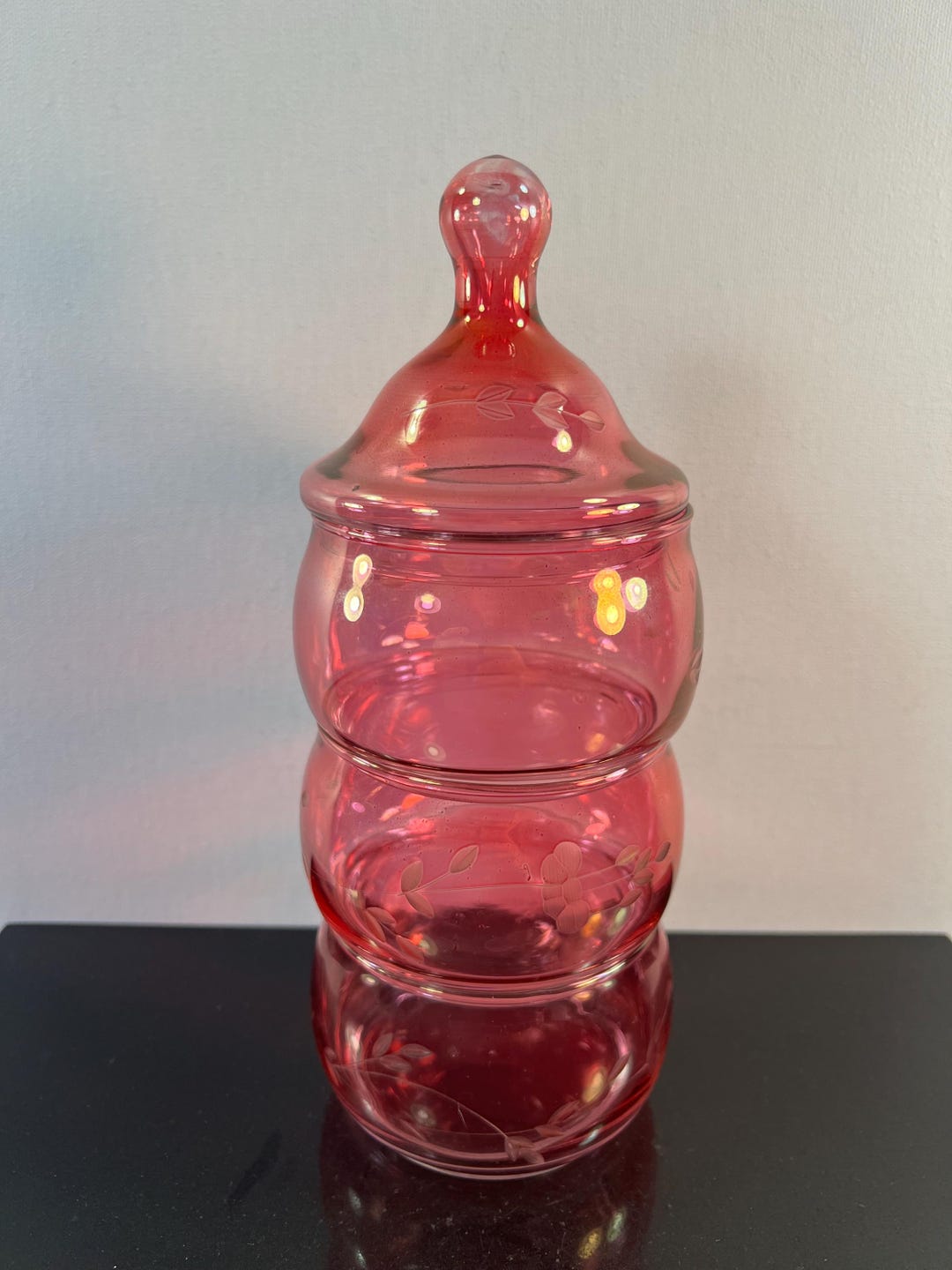 Vintage Cranberry Princess House Stacking Jars - Etsy