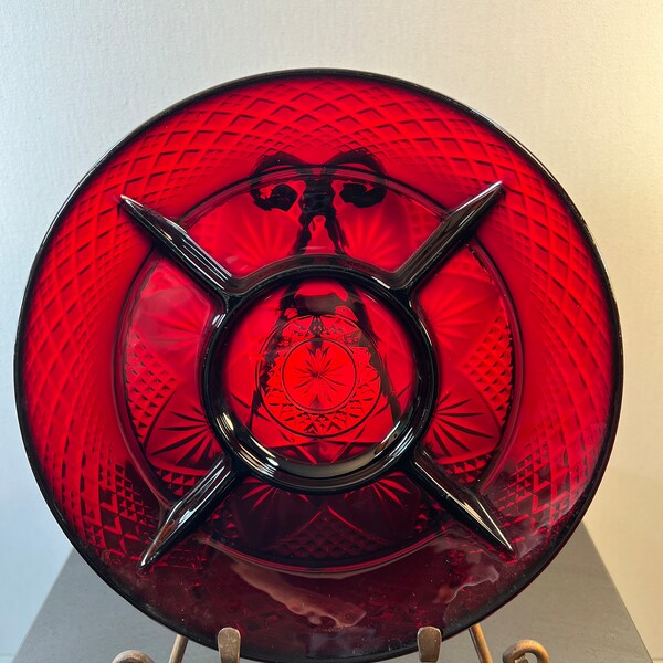 Ruby Glass Platter - Etsy