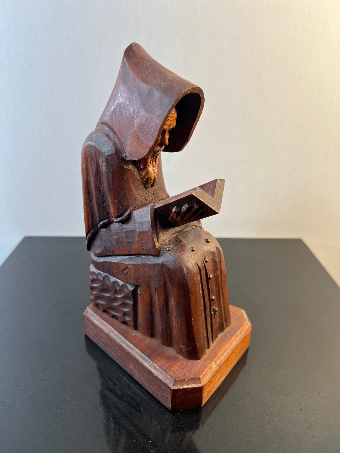 Vintage Wood Monk Bookend - Etsy