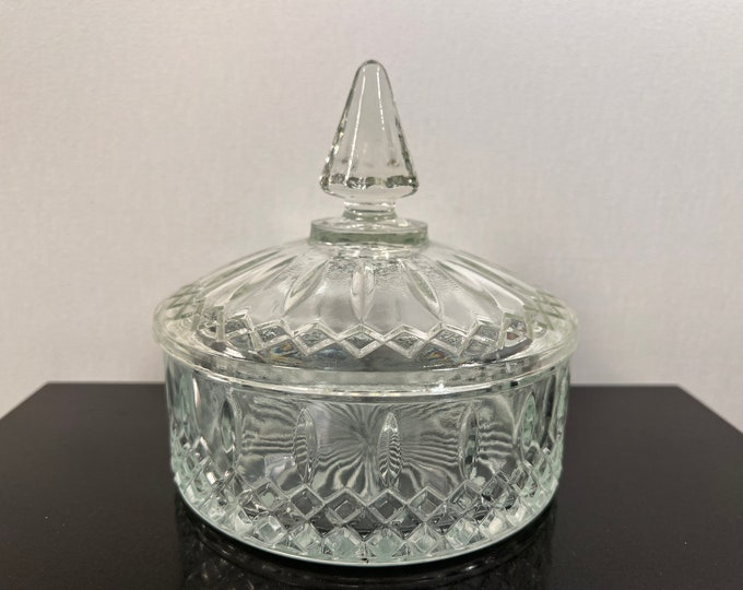 Vintage Cut Glass Candy Bowl With Lid - Etsy