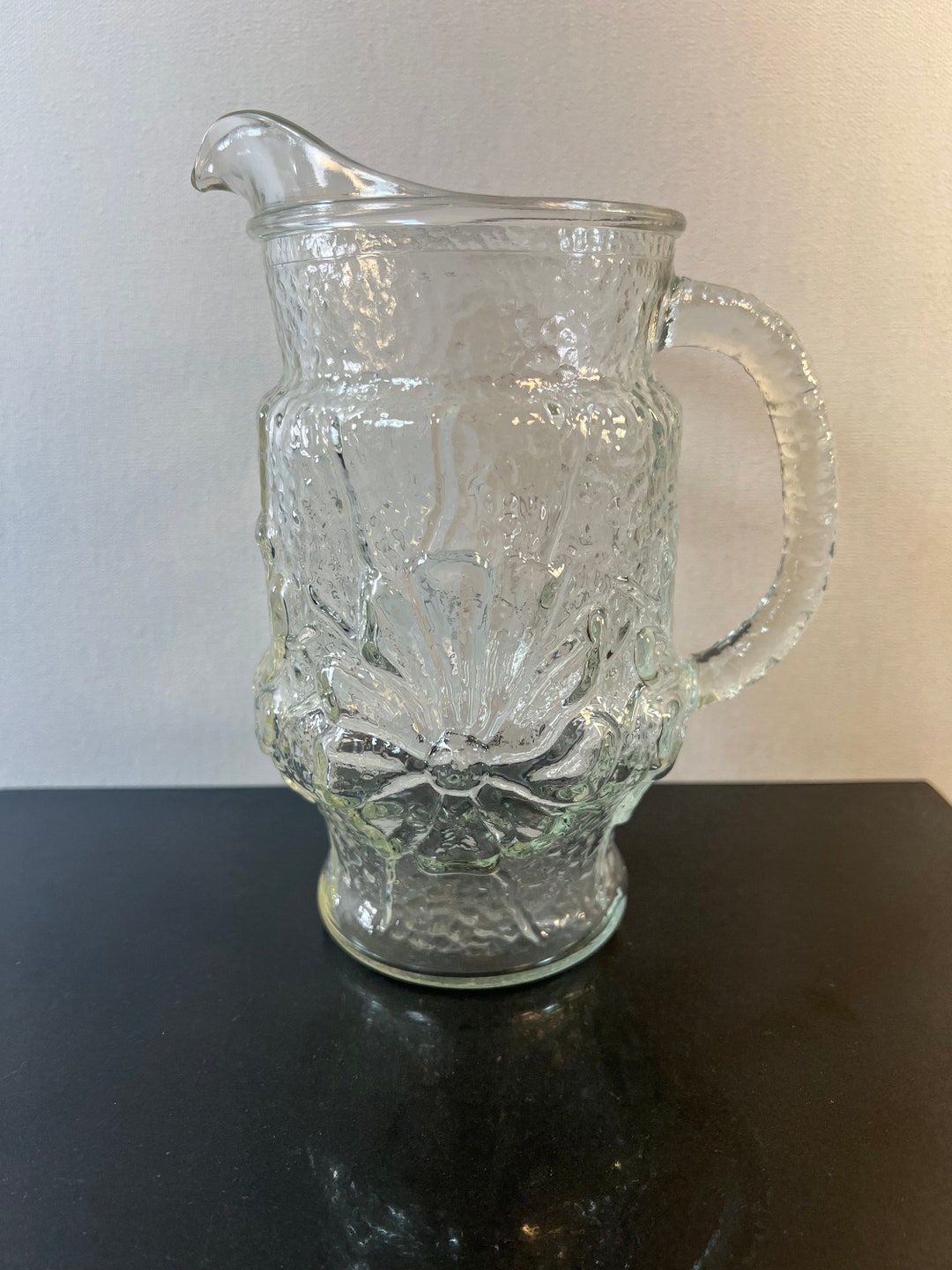 Vintage Clear Glass Pitcher - Etsy