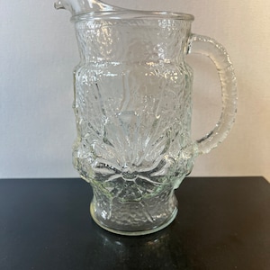 Vintage Clear Glass Pitcher - Etsy