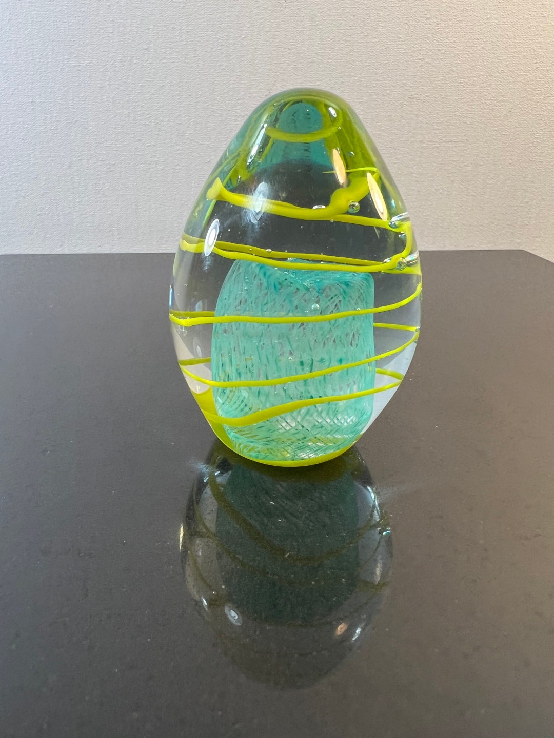 Vintage Uv Reactive Glass Art Paperweight - Etsy