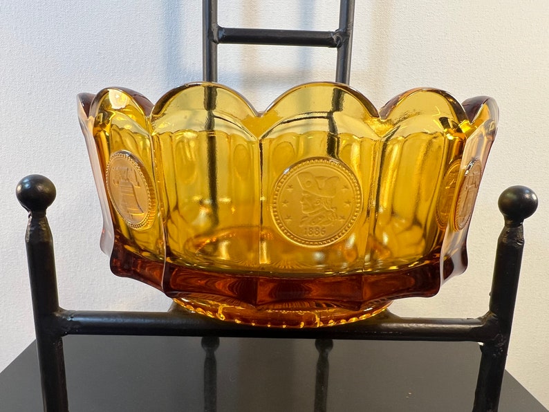 Vintage Amber Glass Coin Bowl - Etsy