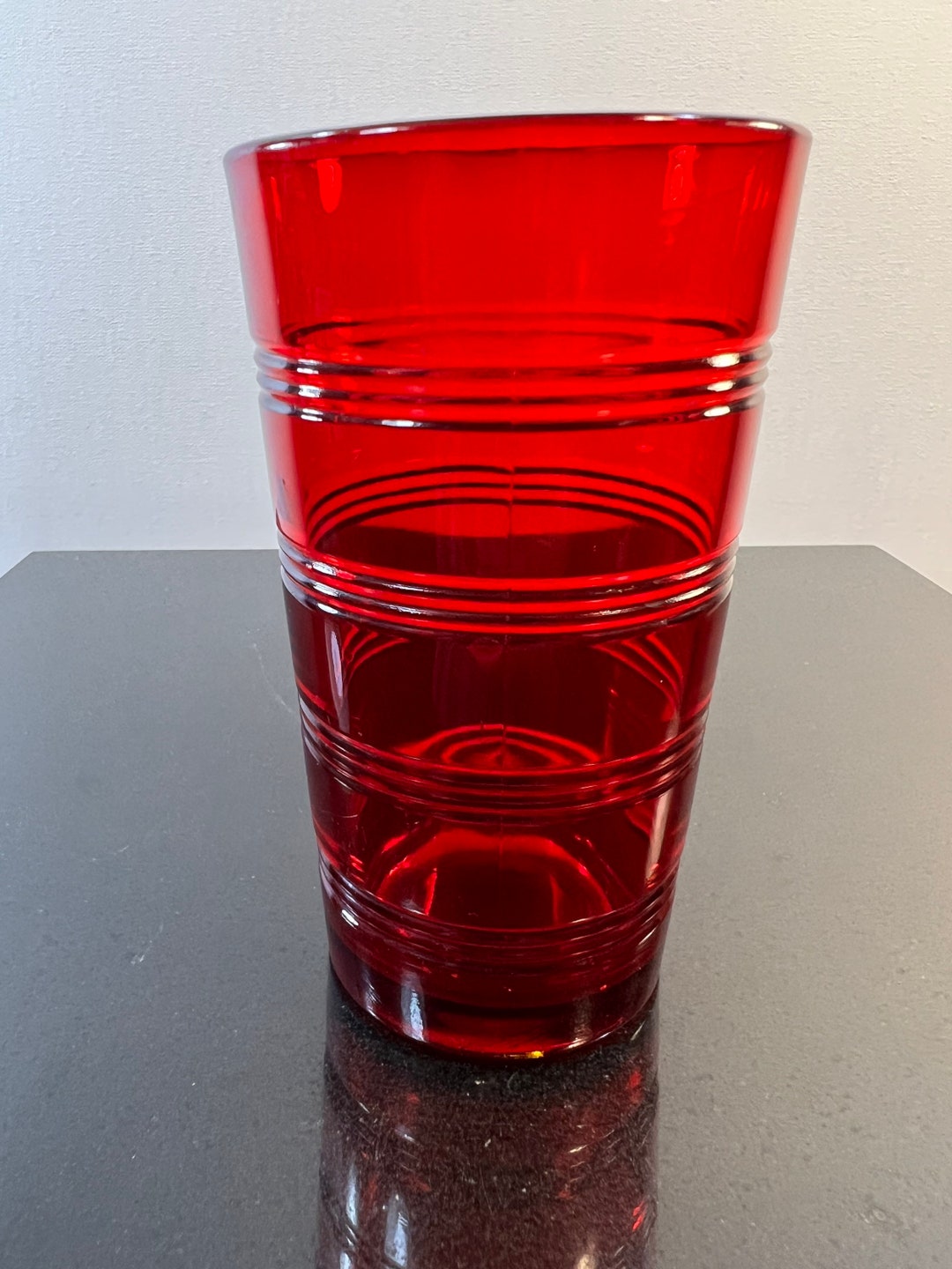 Vintage Ruby Red UV Reactive Glass Cup - Etsy