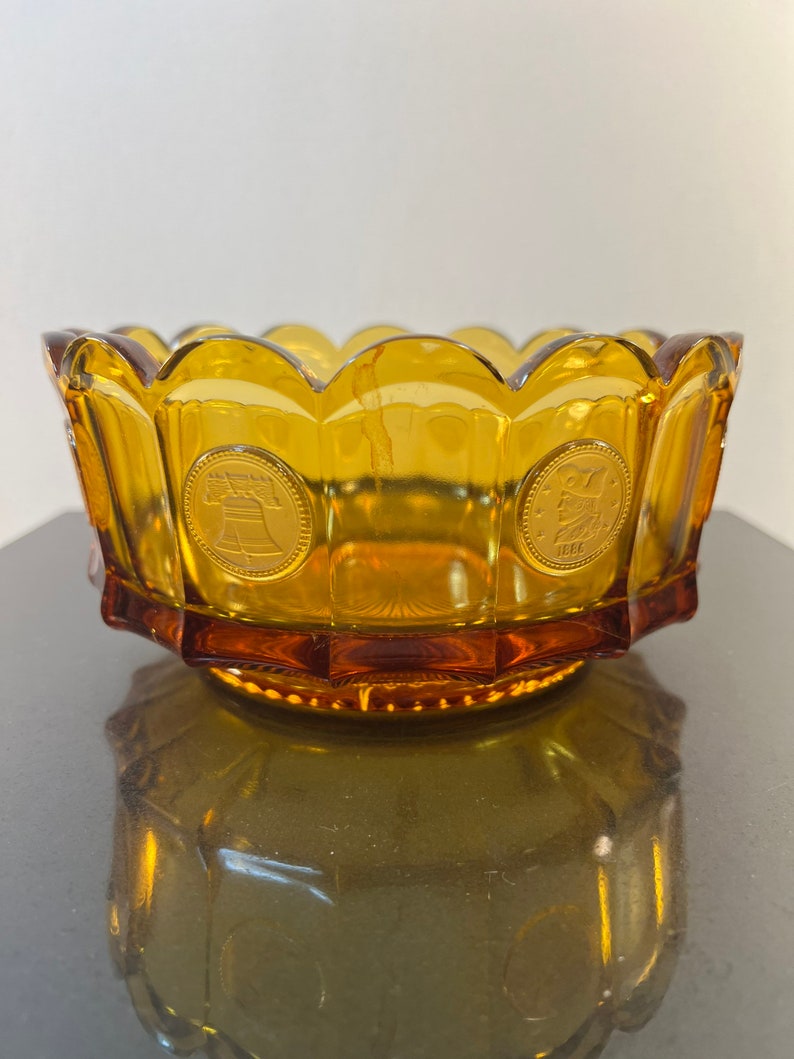 Vintage Amber Glass Coin Bowl - Etsy