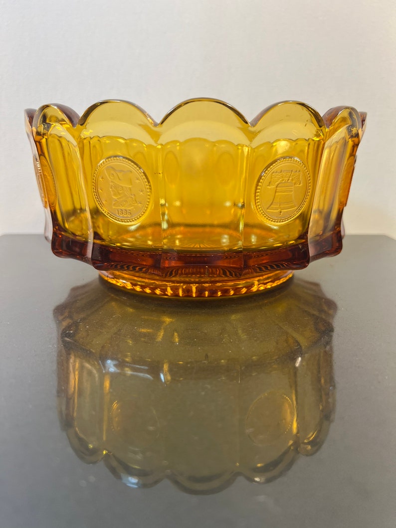 Vintage Amber Glass Coin Bowl - Etsy