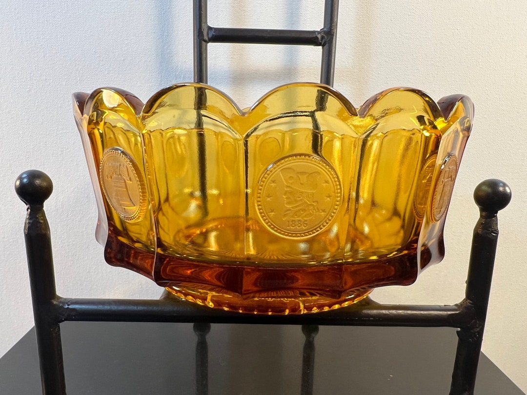 Vintage Amber Glass Coin Bowl - Etsy