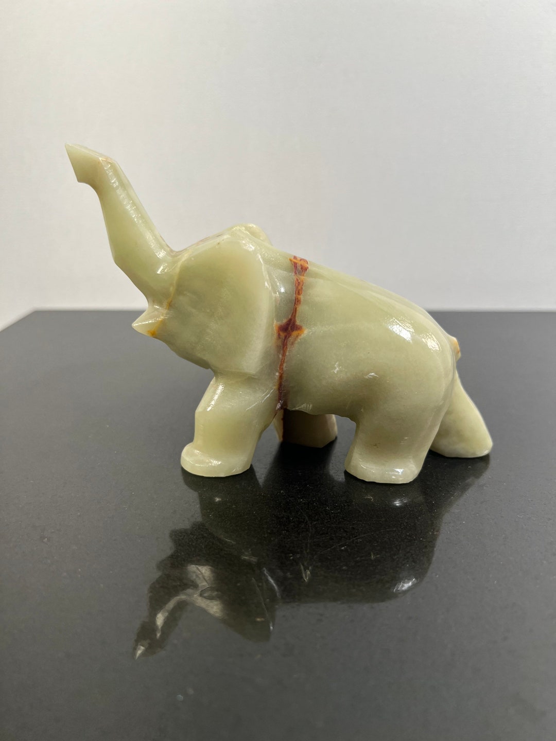 Vintage Green Alabaster Elephant - Etsy