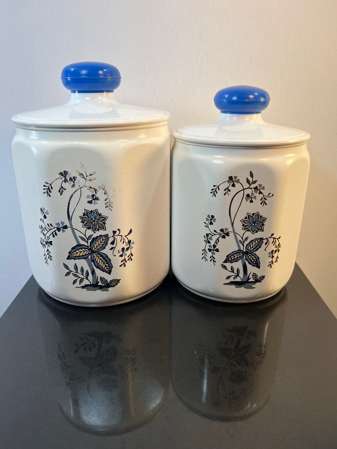 Vintage Set of Two Kromex Kitchen Canisters - Etsy