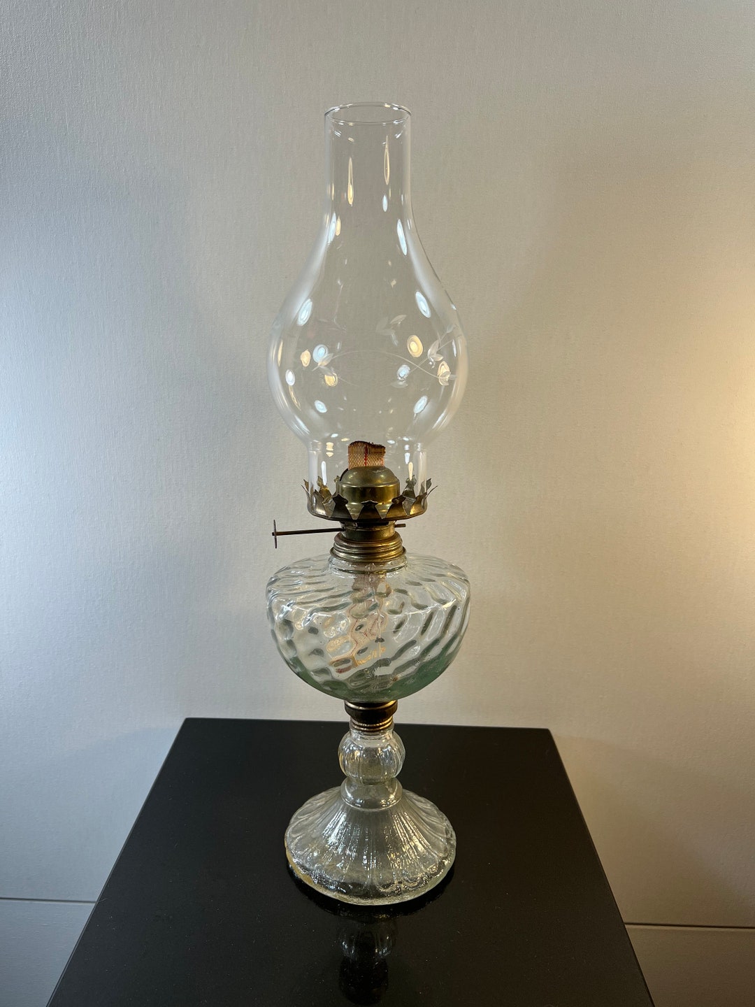 Vintage Glass Oil Lamp - Etsy