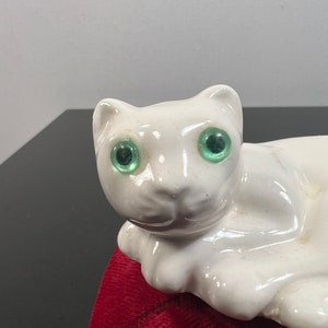 Vintage Small Ceramic Cat With Green Eyes - Etsy