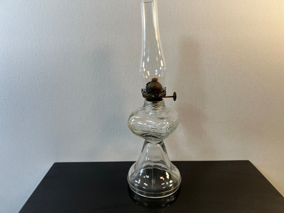 Vintage Small Clear Glass Oil Lamp - Etsy