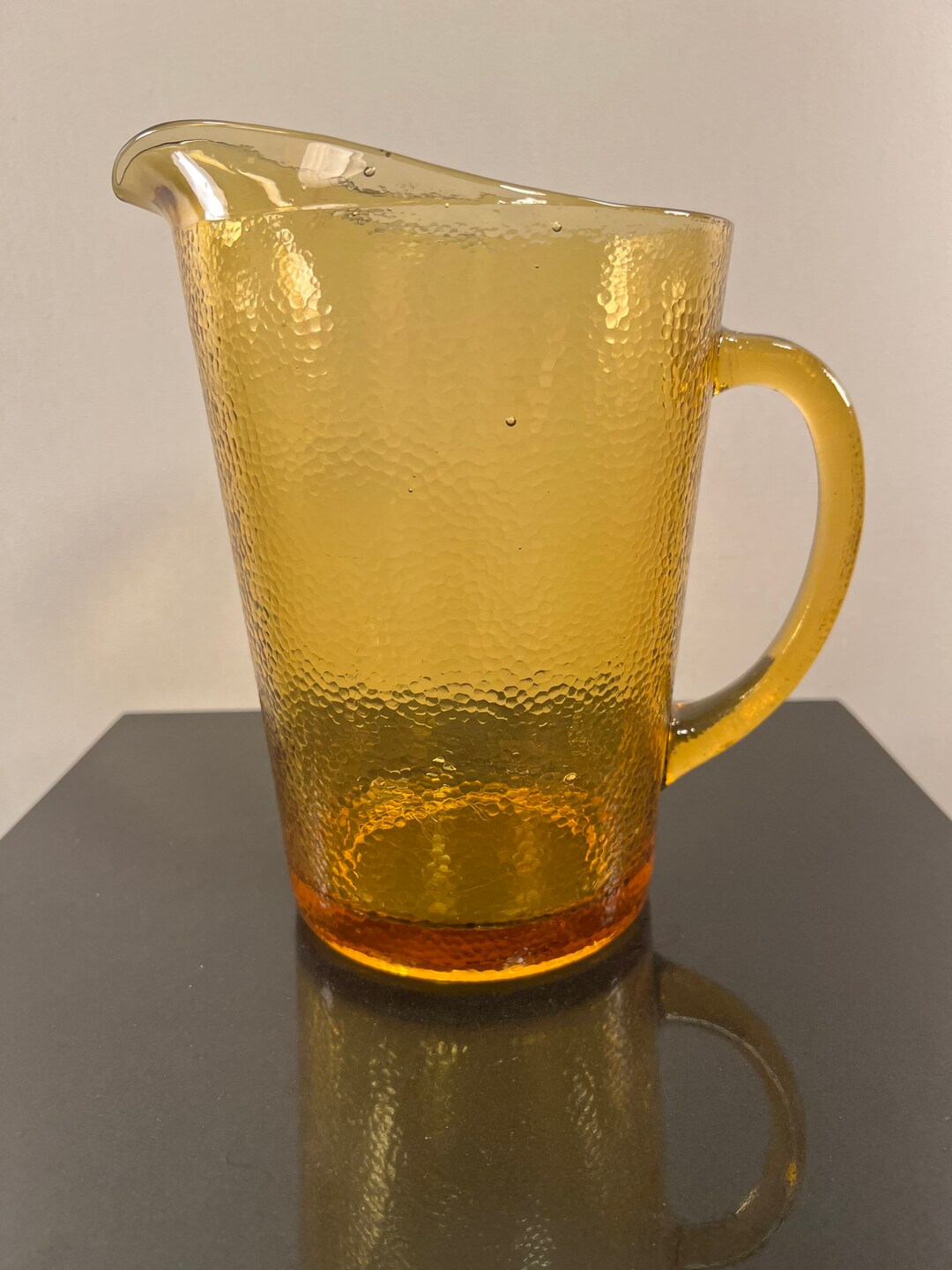 Vintage Amber Color Glass Pitcher - Etsy