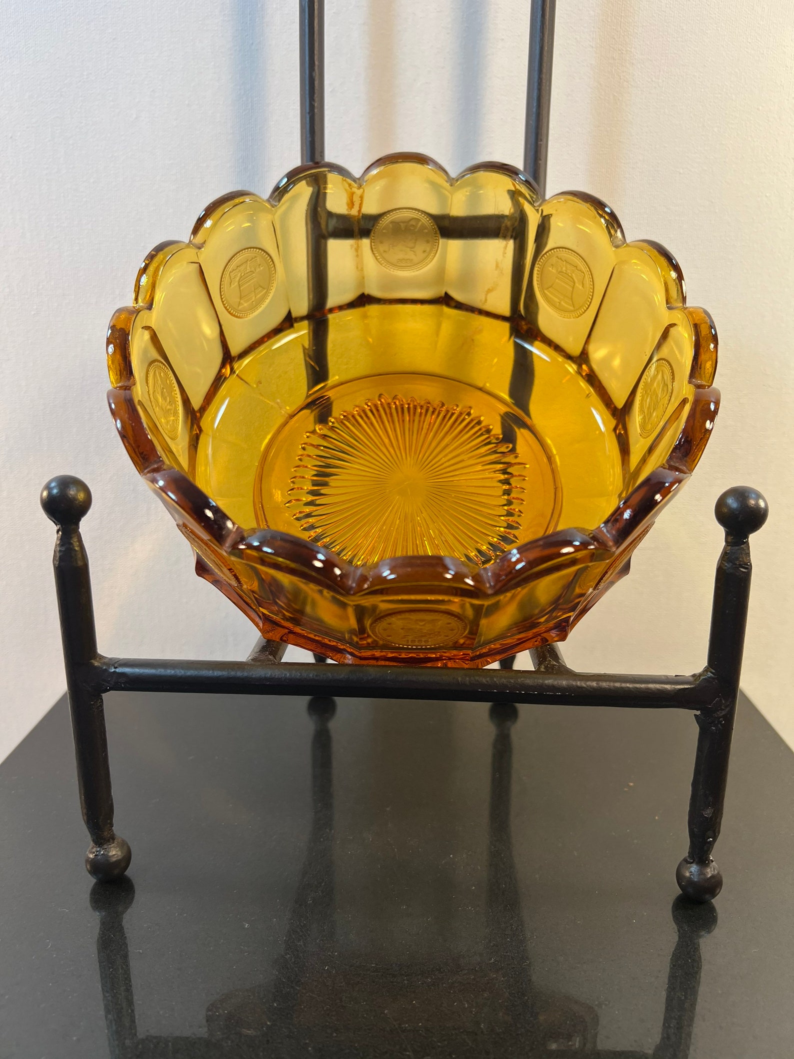 Vintage Amber Glass Coin Bowl - Etsy